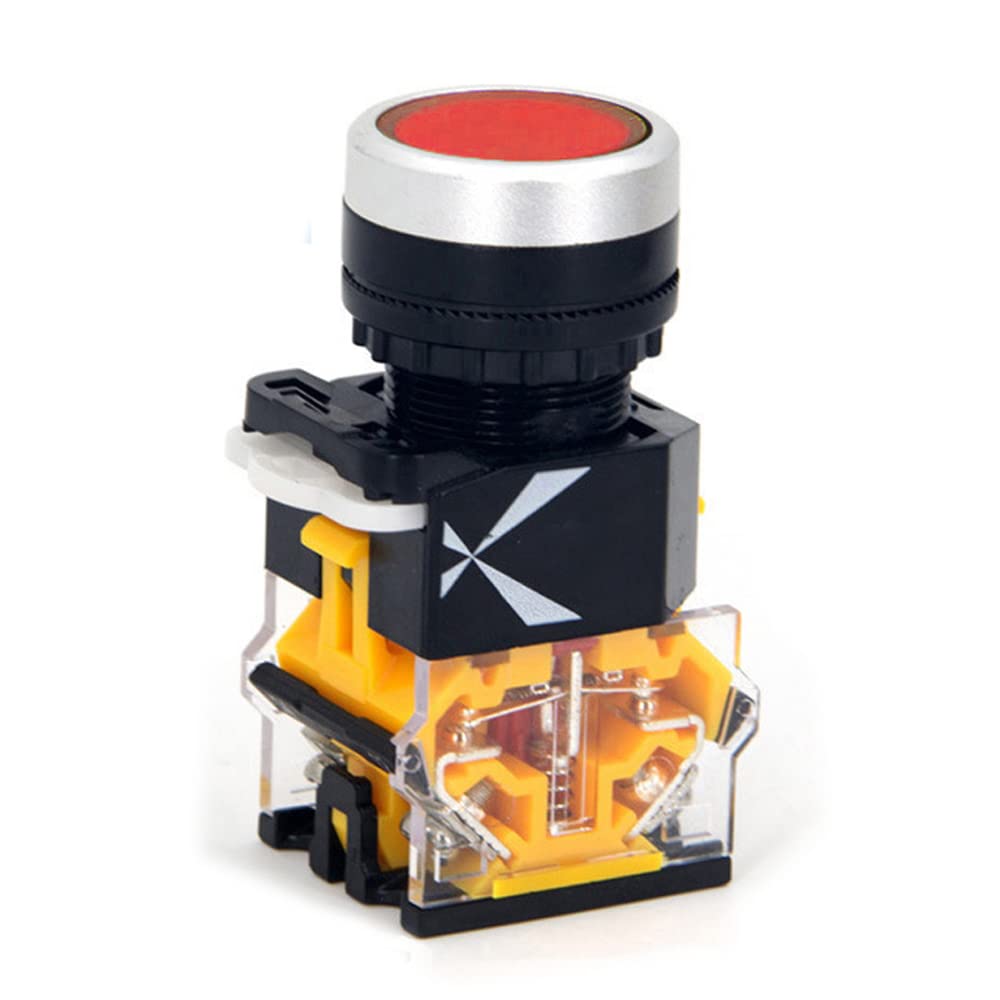 Snapklik.com : 22mm NO+NC Start Stop DPST Latching Momentary Push Button Switch SelfLock 220V ...
