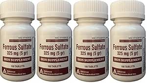 Amazon.com: Ferrous Sulfate Iron Supplement 325 mg (5GR) Generic for ...