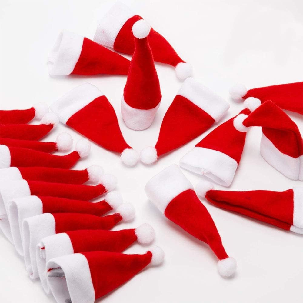sanjianke-fs 60PCS Mini Felt Santa Hats Christmas Tableware Silverware ...