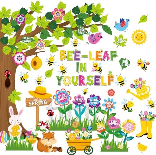 Amazon.com: Relithick Spring Tree Decorations for Classroom Bee Leaf in ...