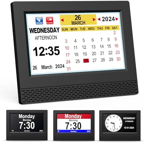 Amazon.com: SENXINGYAN Digital Calendar Alarm Clock, 7" HD Large Screen ...