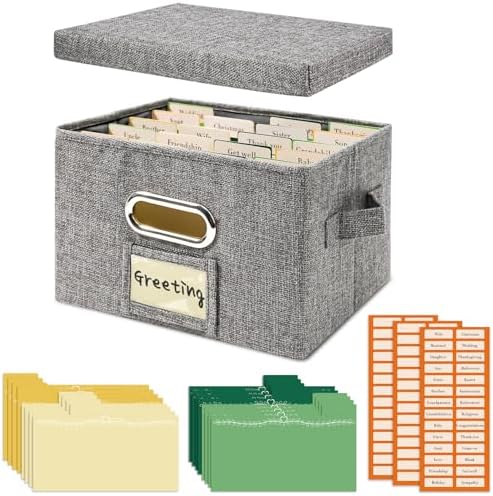 Greeting Card Organizer Box with 16 Dividers,Collapsible Greeting Card ...