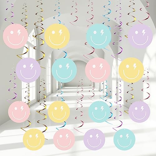 Amazon.com: Tenceur 32 Pieces Pastel Smile Hanging Swirl Birthday ...