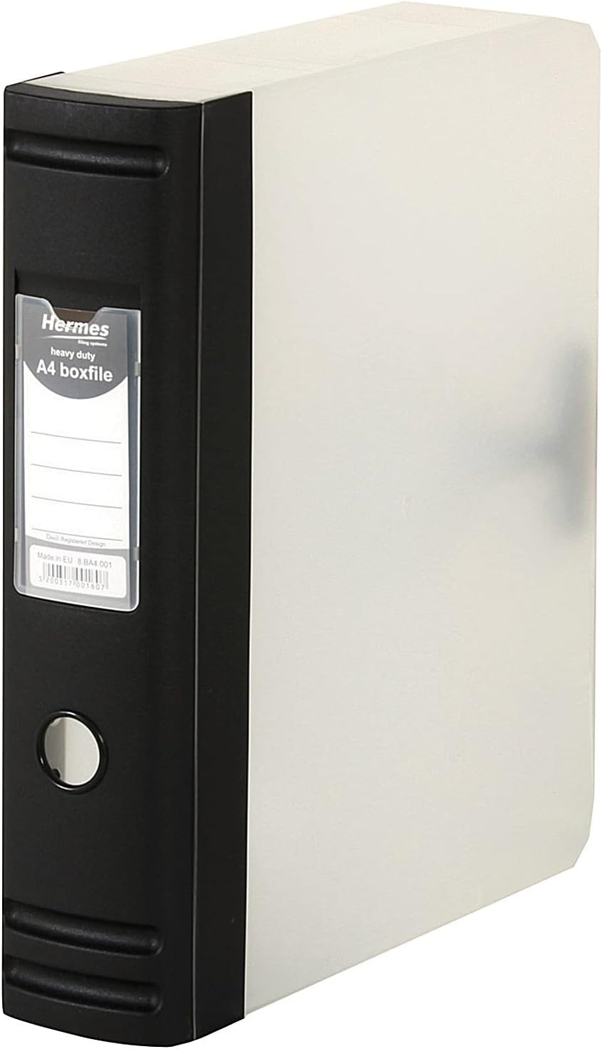 Hermes A4 80mm 2D-Ring Heavy Duty Polypropylene BoxFile - Black ...