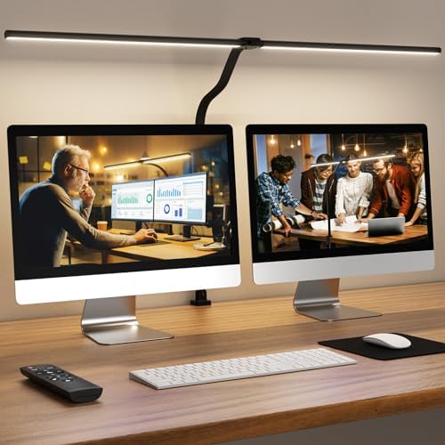 APMIEK Double Head Desk Lamp LED Dimmable 24 W 80 cm Clampable Daylight ...