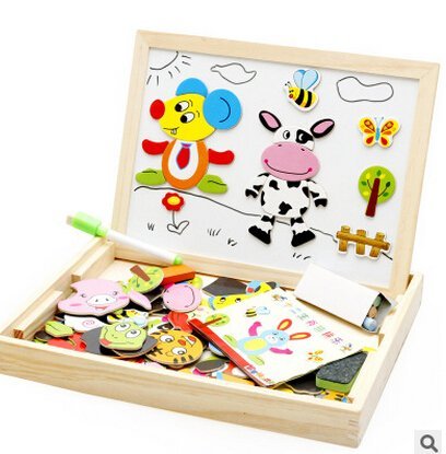 GREENTOUCH CRAFTS Educational Learning Wooden Animal Magnetic Puzzle ...