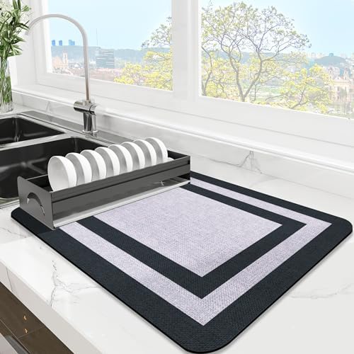 Amazon.com: Dish Drying Mat Super Absorbent Dish Mat Drying Kitchen Mat ...