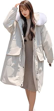 Amazon | QPQPQ ダウンジャケット レディース ロングコート 大きいサイズ ファー フォックス ダウンベスト ミディアム丈 ...