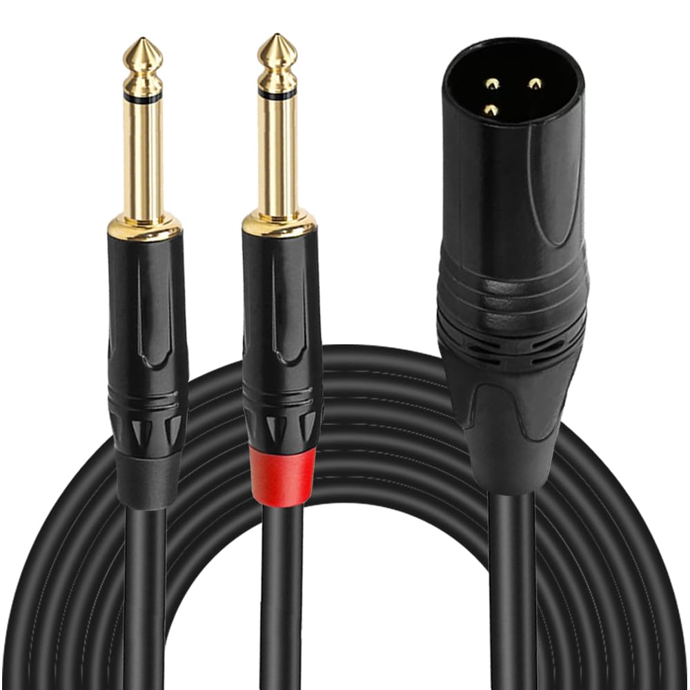 Amazon.com: DKARDU Dual 1/4 inch to XLR Male Y Splitter Cable, XLR Male to Dual 6.35mm TS Mono ...