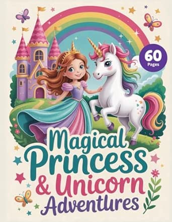 Magical Princess and Unicorn Adventures - 60 Artworks: Colouring Book ...