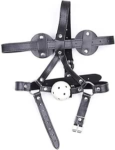 Knebel Mund Kopfmaske Harness kopfgeschirr sex sm Leder mit Ball Gag Mundknebel Erotik fetisch ...
