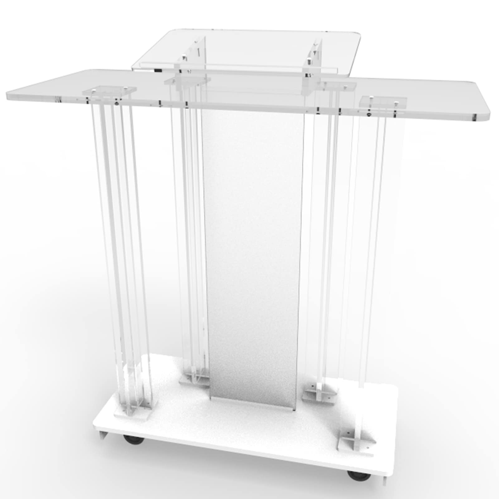 Buy Vertical Acrylic Transparent Podium with Casters Rolling Podium ...