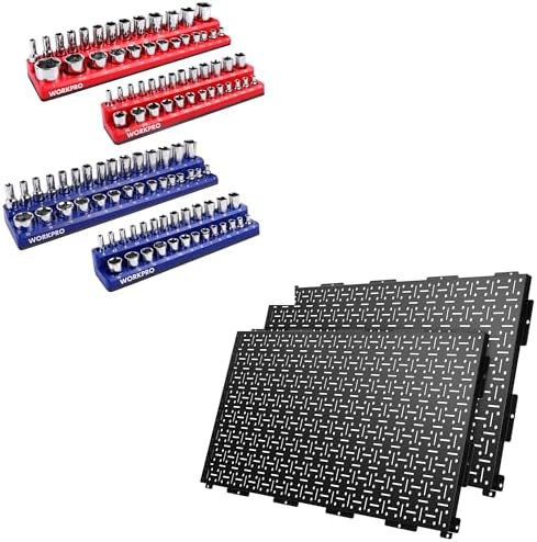 Amazon.com: WORKPRO Magnetic Socket Organizer Set and 2-Pack Metal ...