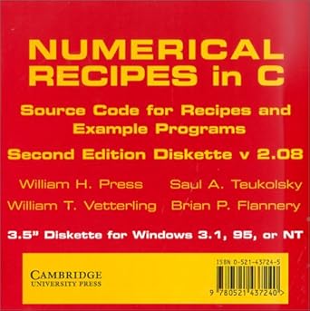 Numerical Recipes in C 3.5 Inch Diskette for Windows: The Art of ...