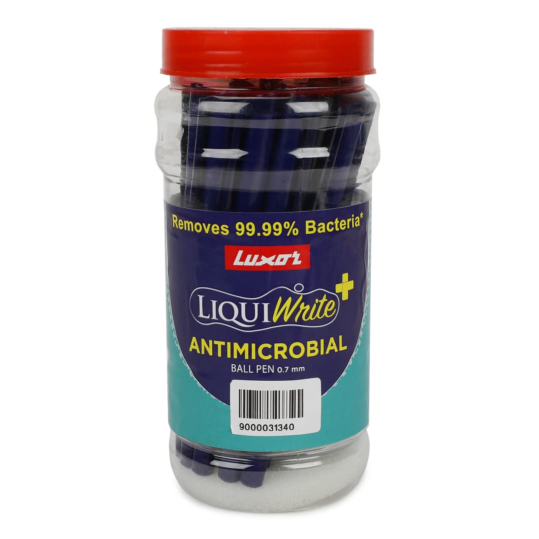 Luxor Liquiwrite Antimicrobial Ball Pen - Blue Ink, Smooth Writing ...