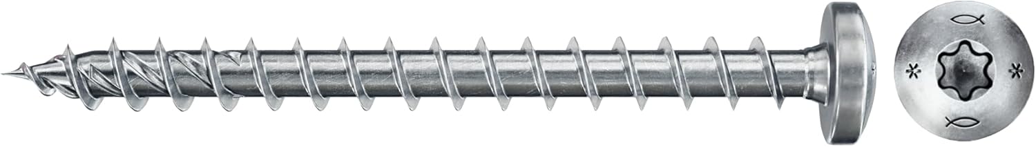 fischer - Wood screws PowerFast II 6,0x60 Domed head cylindrical head ...