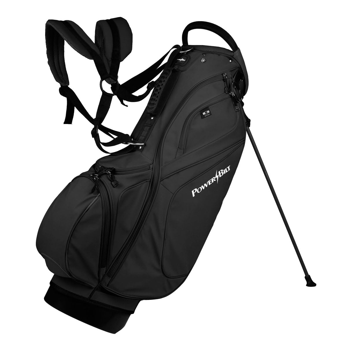 Snapklik.com : TPS Dunes 14-Way Black Synthetic Leather Golf Stand Bag