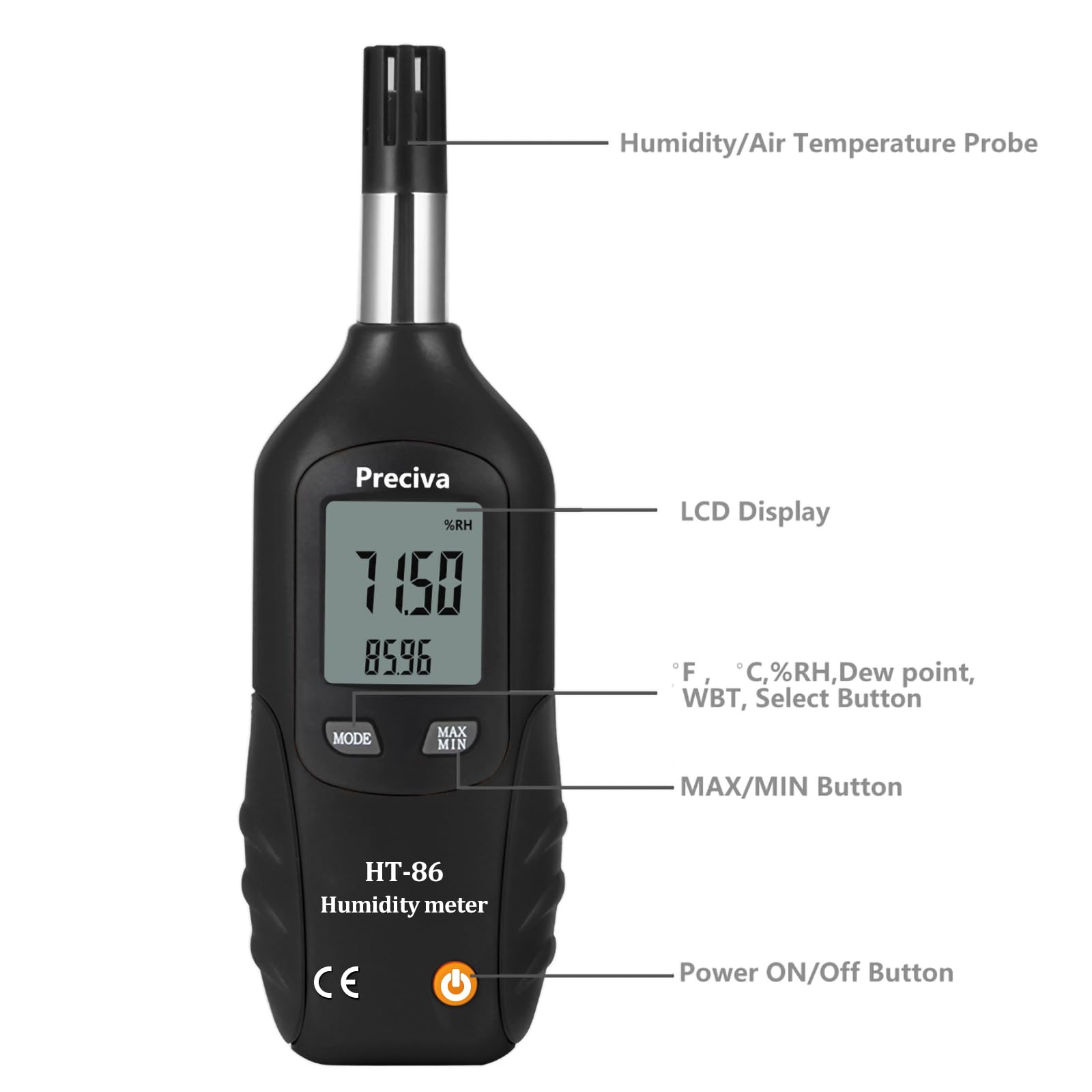 Snapklik.com : Preciva Digital Psychrometer Thermo-Hygrometer, LCD Mini ...