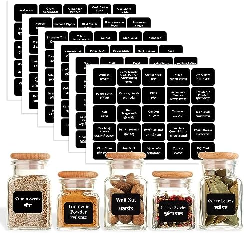 ROUSRIE Pack of 175 Waterproof Printed Black Mason Jars Labels Kitchen ...