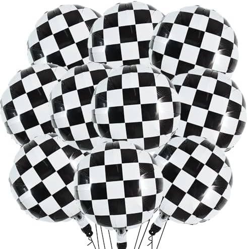 Amazon.com: Checkerboard Balloon Aluminum Foil Balloon Black White ...