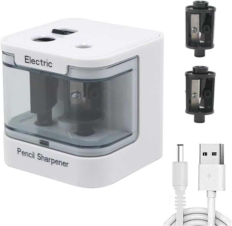 Amazon.com : Bepoper Double Hole Electric Pencil Sharpener, USB and ...
