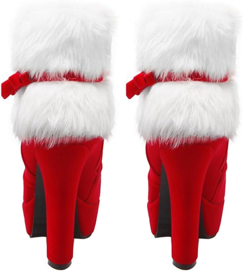 VALICLUD Botas Rojas Navideñas Para Mujer Y Niña Botines Rojo Cereza ...