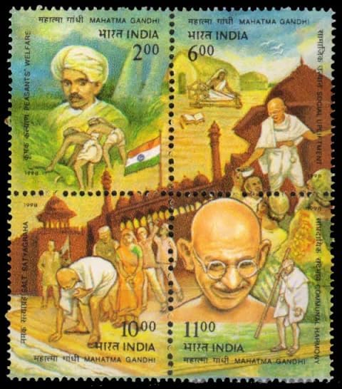 Stampex Isc India 1998 - Mahatma Gandhi, Block Of 4 Stamps, Mnh Stamps ...