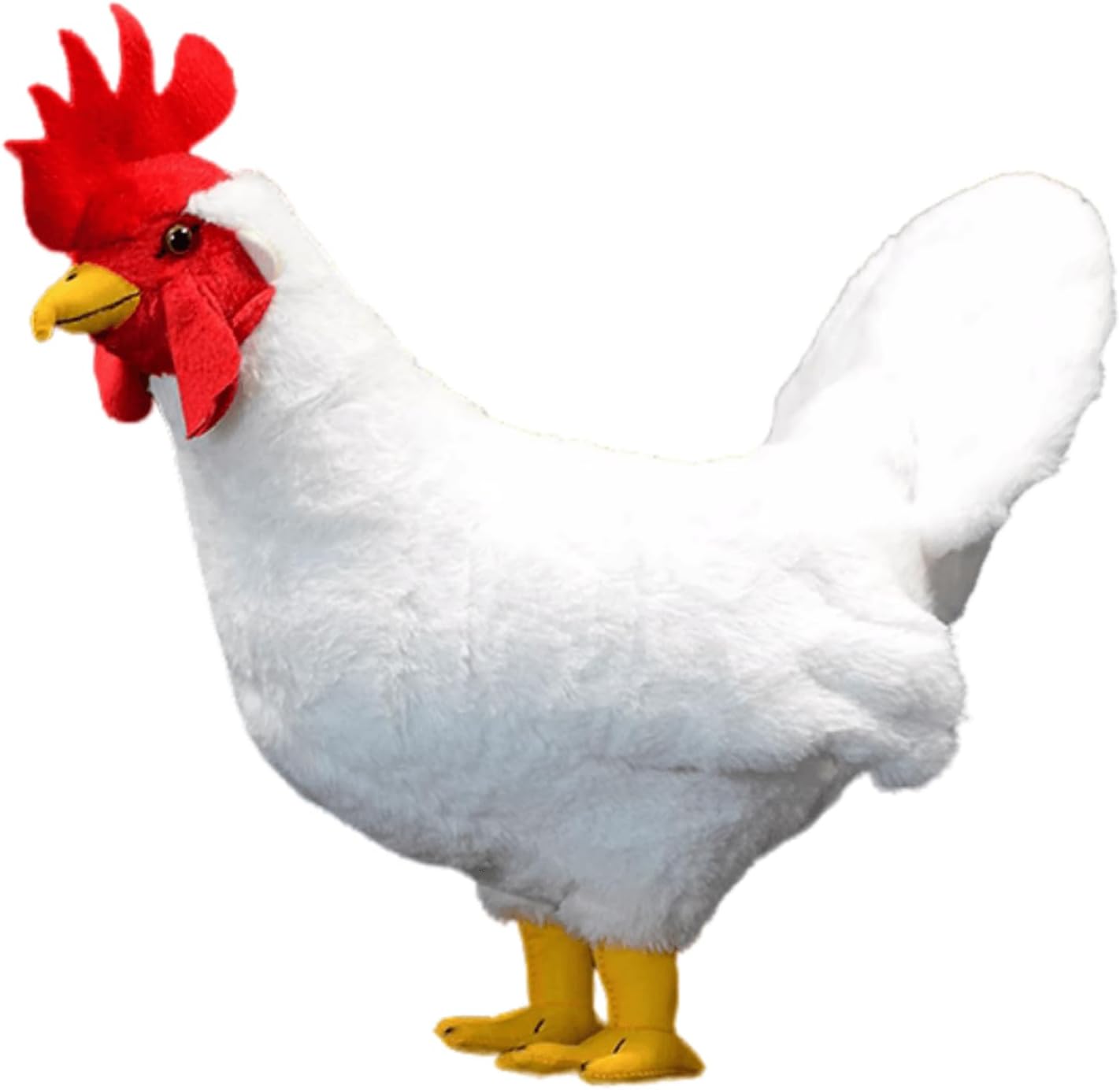 Lifelike white rooster plush toy for educational play