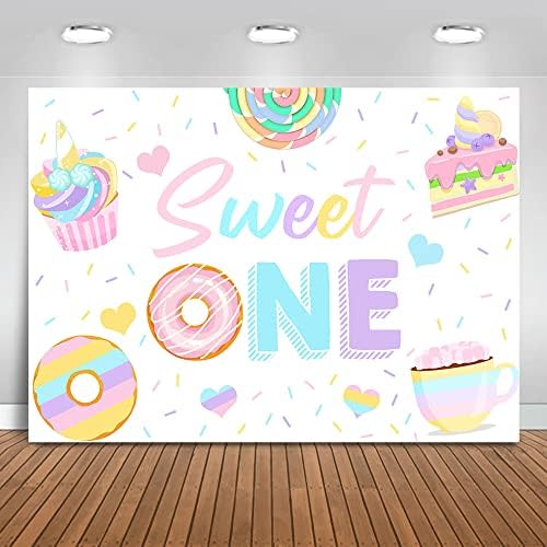 Amazon.com : Mocsicka Donut Sweet One Backdrop Cupcakes First Birthday ...