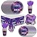 Amazon.com: 81Pcs Purple Games Party Tableware Set Purple Games Party ...