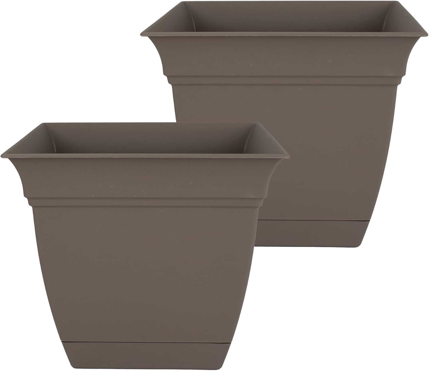 Amazon.com : The HC Companies 10 Inch Eclipse Square Planter Pots with Drainage Holes & Attached ...