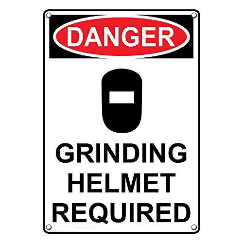 Weatherproof Plastic Vertical OSHA Danger Grinding Helmet Required Sign ...