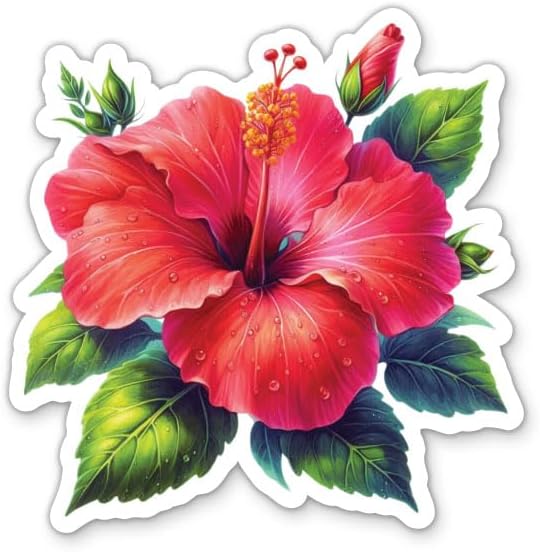 Amazon.com: Red Hibiscus Flower Sticker - 5" Laptop Sticker ...