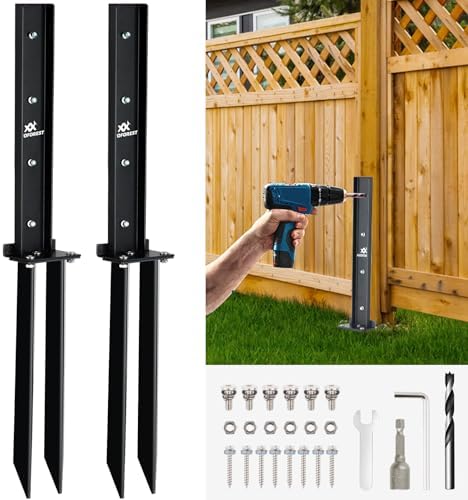 Amazon.com : GROWNEER 2-Pack Fence Post Anchor Kit, Heavy-Duty Steel ...
