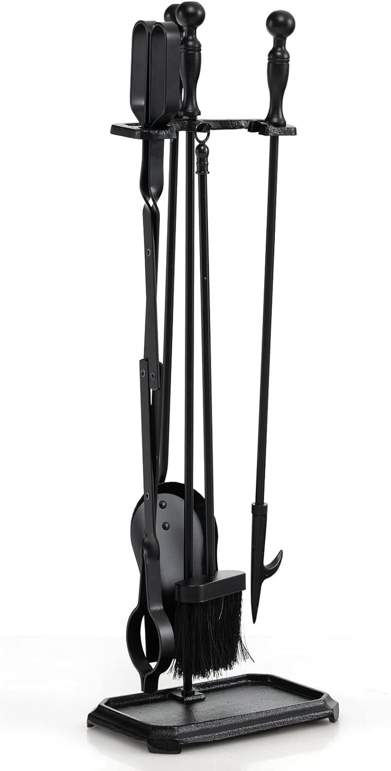 Amazon.com: Tangkula 5-Piece Fireplace Tools Set, Heavy-Duty Steel ...