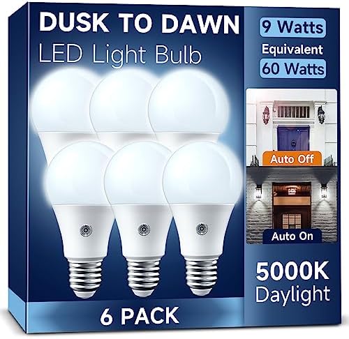 UNILAMP Dusk to Dawn Light Bulbs Outdoor 60 Watt Equivalent, 9W Dusk to ...