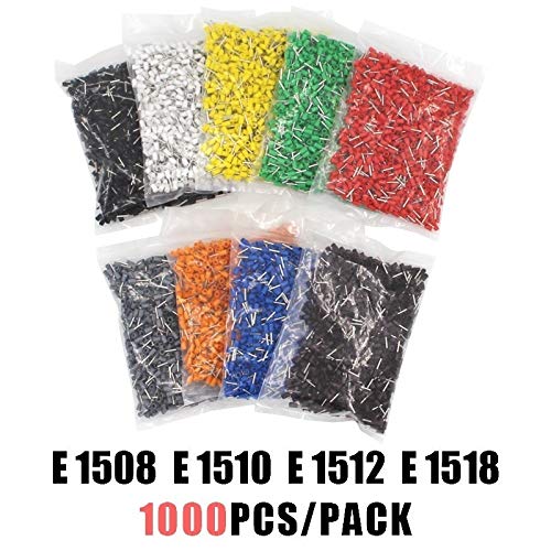 Davitu 1000pcs/Pack E1508 E1510 E1512 E1518 Insulated Cord End Terminal ...
