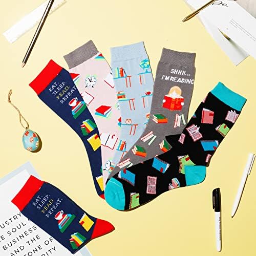 Amazon.com: Vicenpal 5 Pairs Women's Reading Book Socks Christmas ...