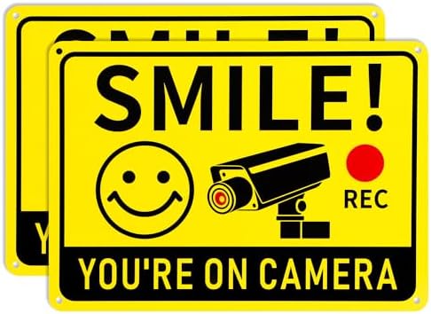 Amazon.com: 2 Pack Smile You're on Camera Signs – Video Surveillance ...