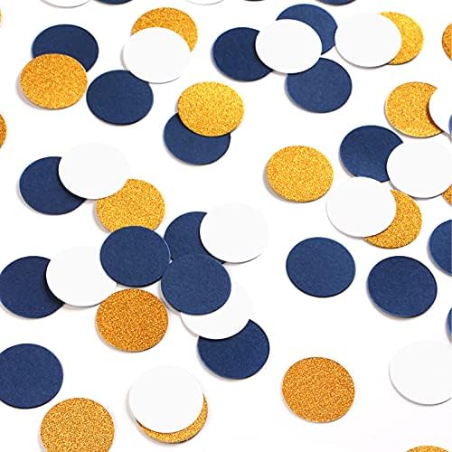 Amazon.com: 200pc Navy Blue Gold Paper Table confetti, Circle Dots ...