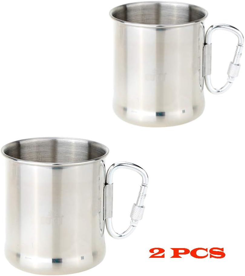 Amazon.com: Lixada Stainless Steel Carabiner Mug with Foldable Self ...
