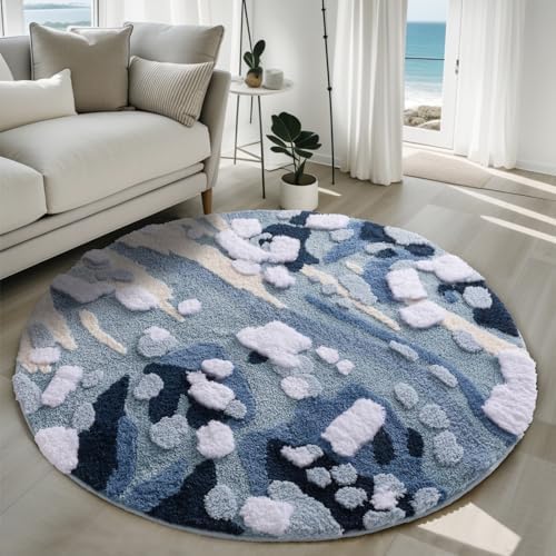 Amazon.com: YIHOUSE Modern Round Area Rug, Grass Green Moss Aesthetic ...