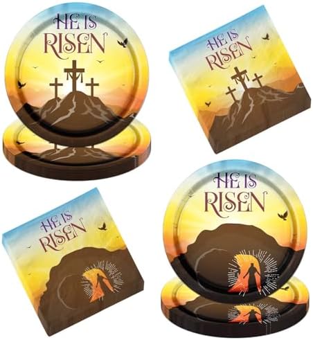 Amazon.com: GREHUMOR 60Pcs He is Risen Easter Plates and Napkins Happy ...