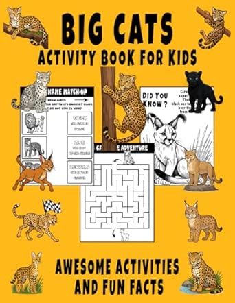 Big Cats Activity Book for Kids: Explore Wild Cat Through Coloring ...