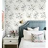 Feisoon Peel and Stick Wallpaper - Floral Gold and White Contact Paper ...