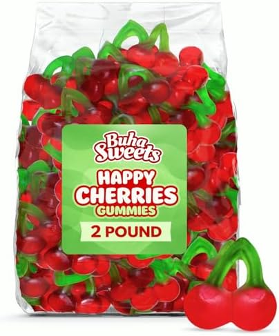Amazon.com : Happy Cherries Gummy Candy 2 Pound Bulk Bag - Chewy Cherry ...