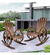 Amazon.com : FURNDOOR Outdoor Wood Rocking Chair Wagon - Double Wooden ...