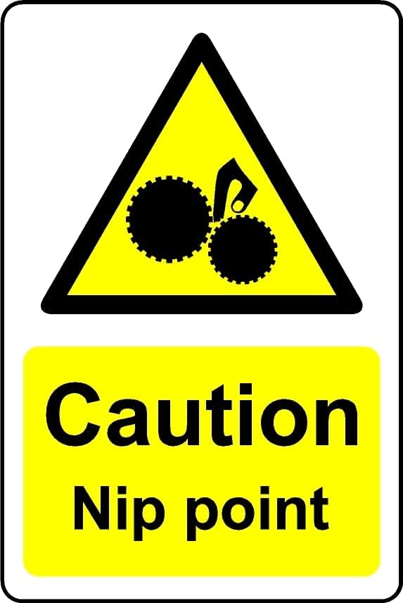 Caution nip Point Safety Sign - Self Adhesive Sticker (100mm x 150mm ...