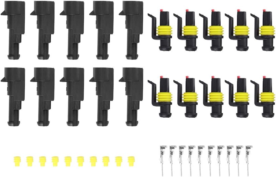 10 Set Waterproof Electrical Connector 1 Pin Way Car Wire Connector ...