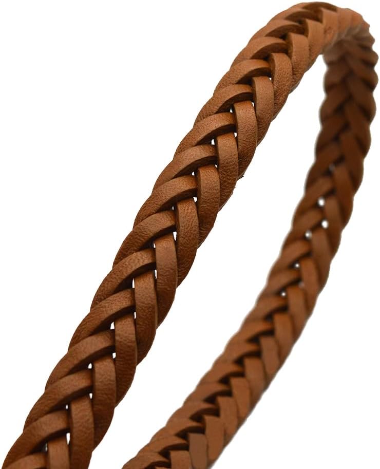 Amazon.com: Flat Braided Genuine Leather Cord (12.5x6 mm) - 1.1 Yard ...